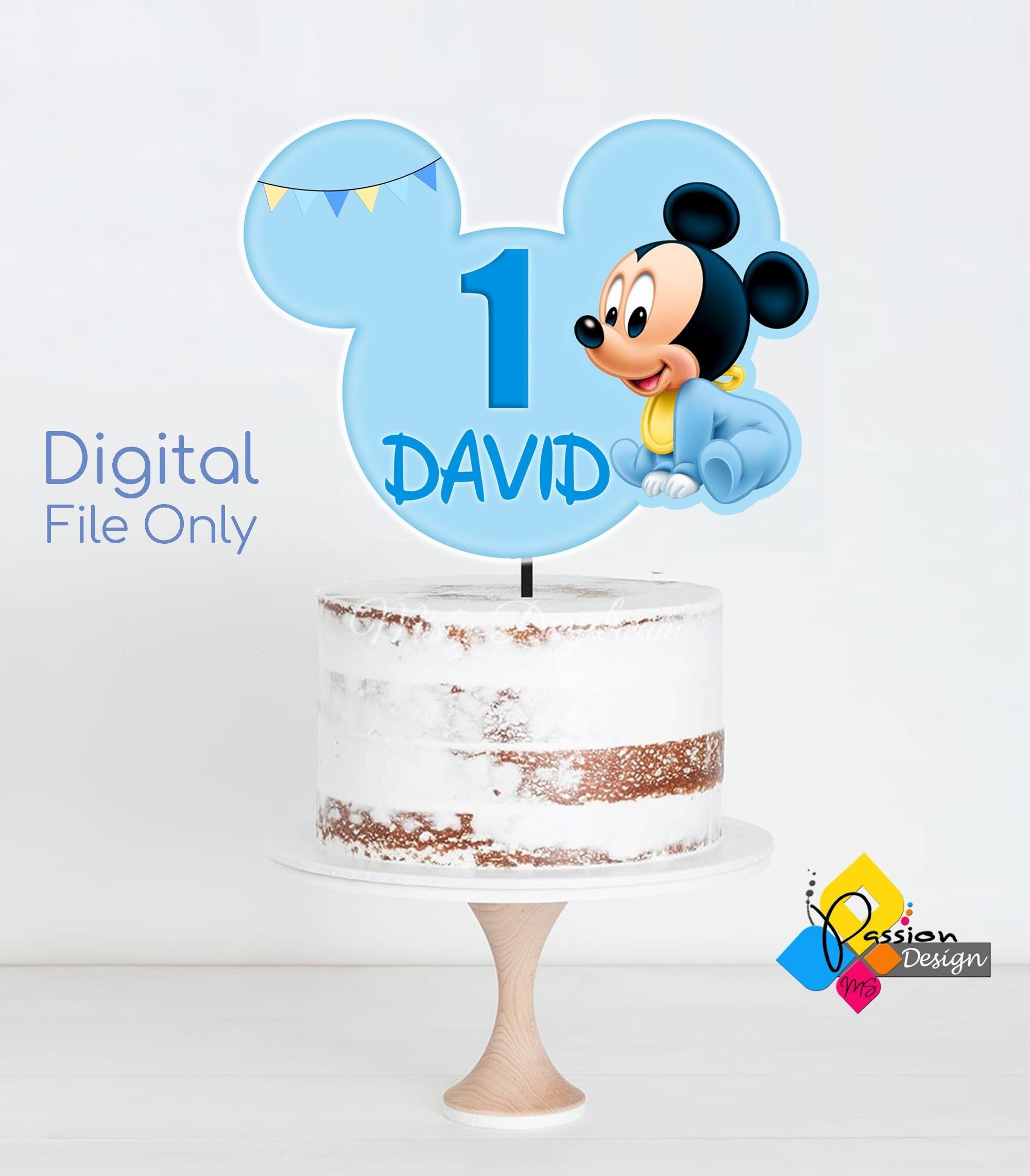 Printable Mickey Mouse Birthday Cake Topper. Custom Name & Age Cake ...