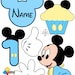 Printable Mickey Mouse Blue Birthday Cake Toppers. Party Centerpieces ...
