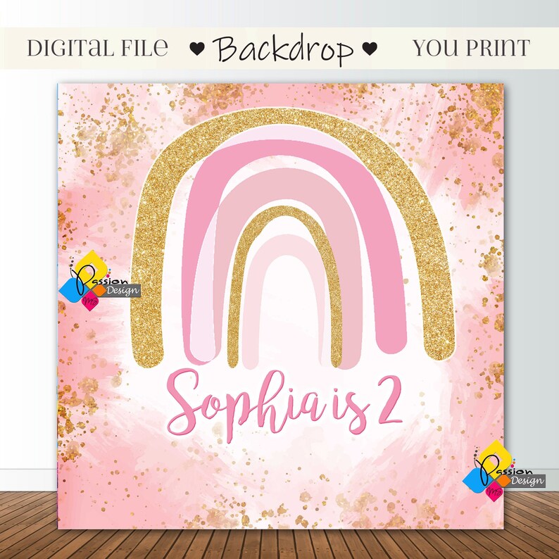 Printable PASTEL COLORS Pink RAINBOW Backdrop. Birthday Party | Etsy
