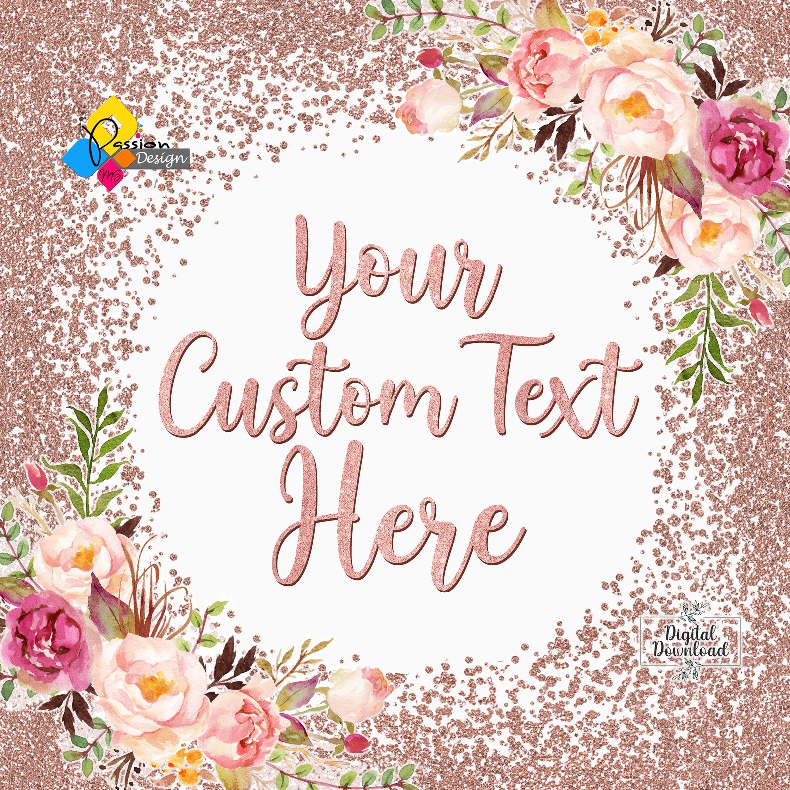 Printable Rose Gold Glitter Backdrop Design. Digital Rose Gold - Etsy