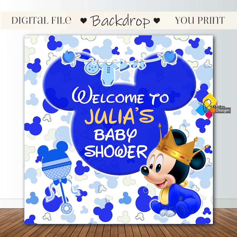 Printable Baby MICKEY MOUSE Baby Shower Backdrop. CUSTOM - Etsy