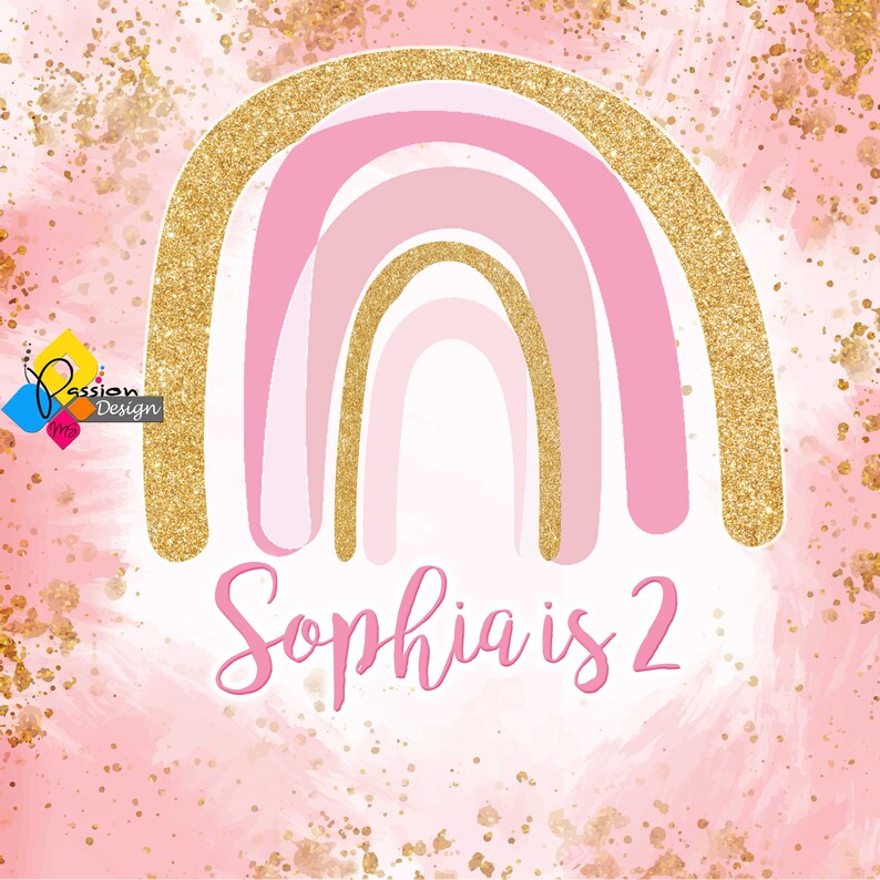 Printable PASTEL COLORS Pink RAINBOW Backdrop. Birthday Party | Etsy