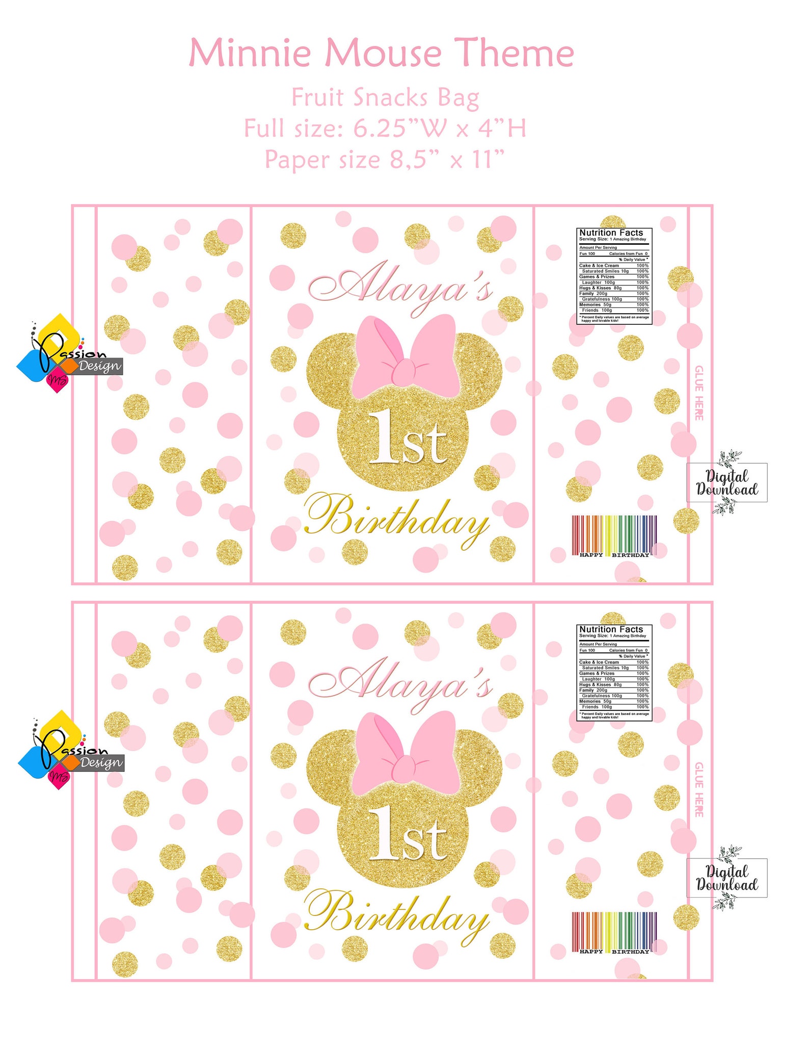 Printable MINNIE MOUSE Party Kit. Personalized Birthday - Etsy