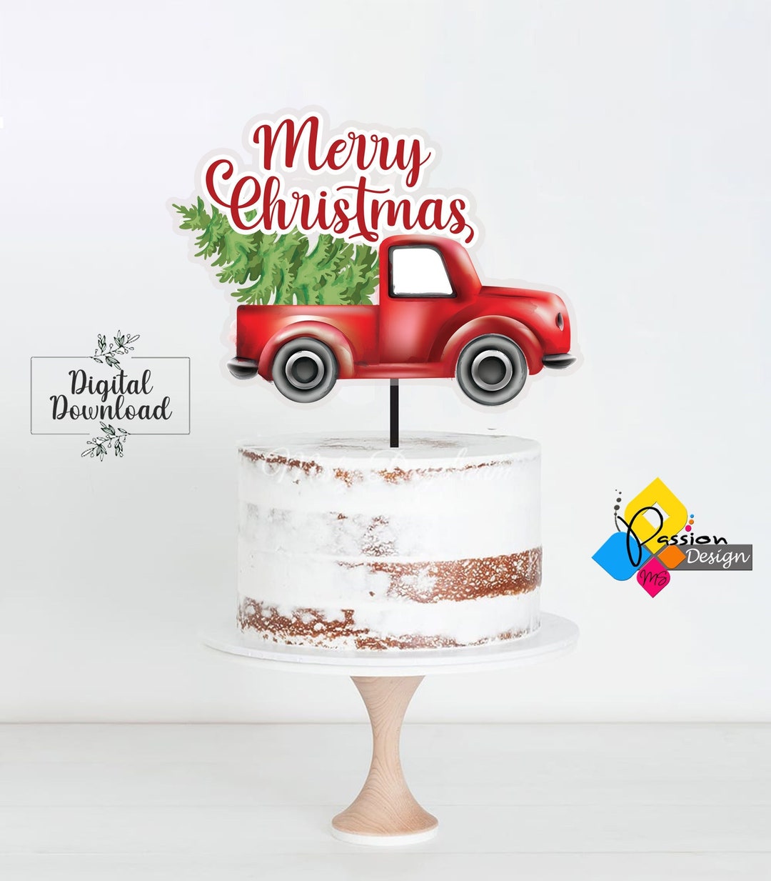 Printable Merry Christmas Cake Topper. DIY CHRISTMAS Cake Topper ...