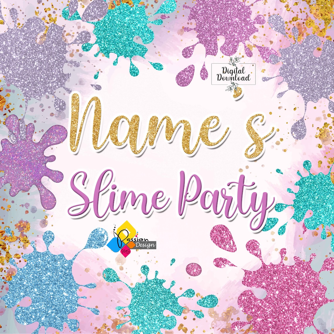 Printable SLIME Backdrop. Slime Birthday Party Decor. - Etsy