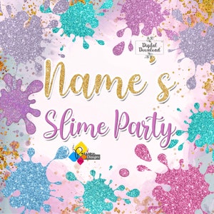 Printable SLIME Backdrop. Slime Birthday Party Decor. Personalized ...