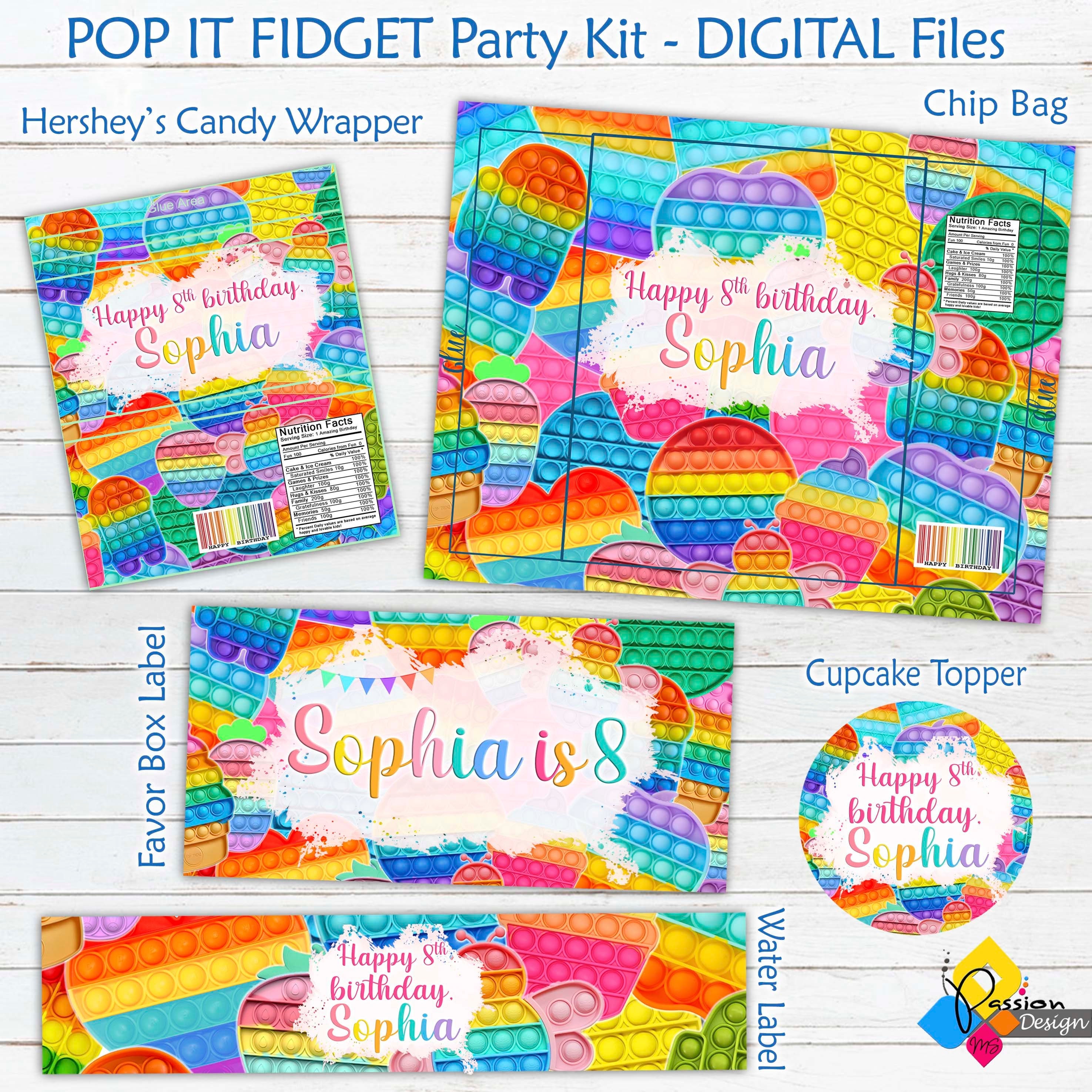 Printable POP IT Fidget Birthday Party Kit. DIY Chip Bag | Etsy