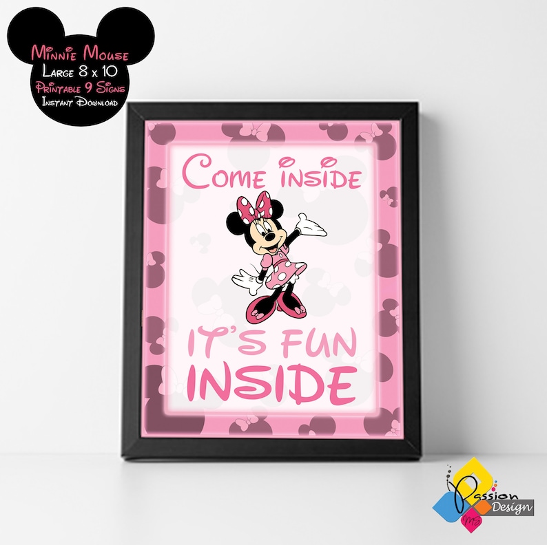 Printable Pink Minnie Mouse 9 Birthday Signs. Instant Download - Etsy