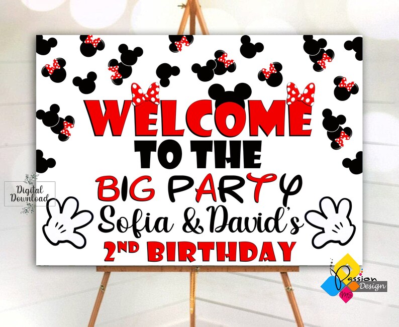 Printable MICKEY and MINNIE MOUSE Birthday Welcome Sign. - Etsy