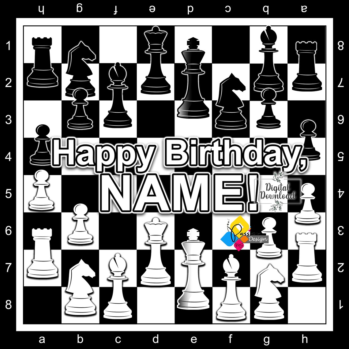 Printable Chess Checkmate Theme Black White Backdrop. CHESS | Etsy