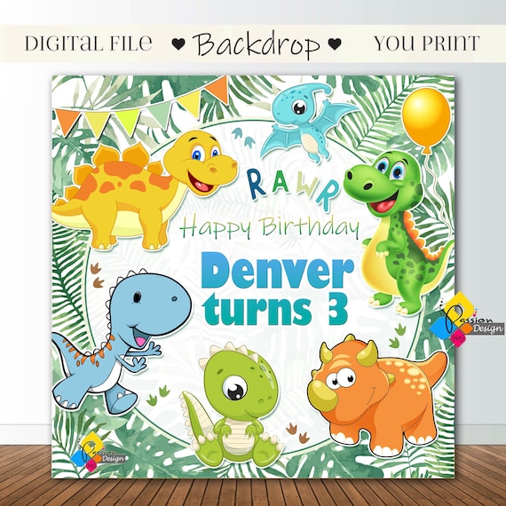 Printable DINOSAURS Backdrop. Cute Dinosaurs Birthday Party | Etsy