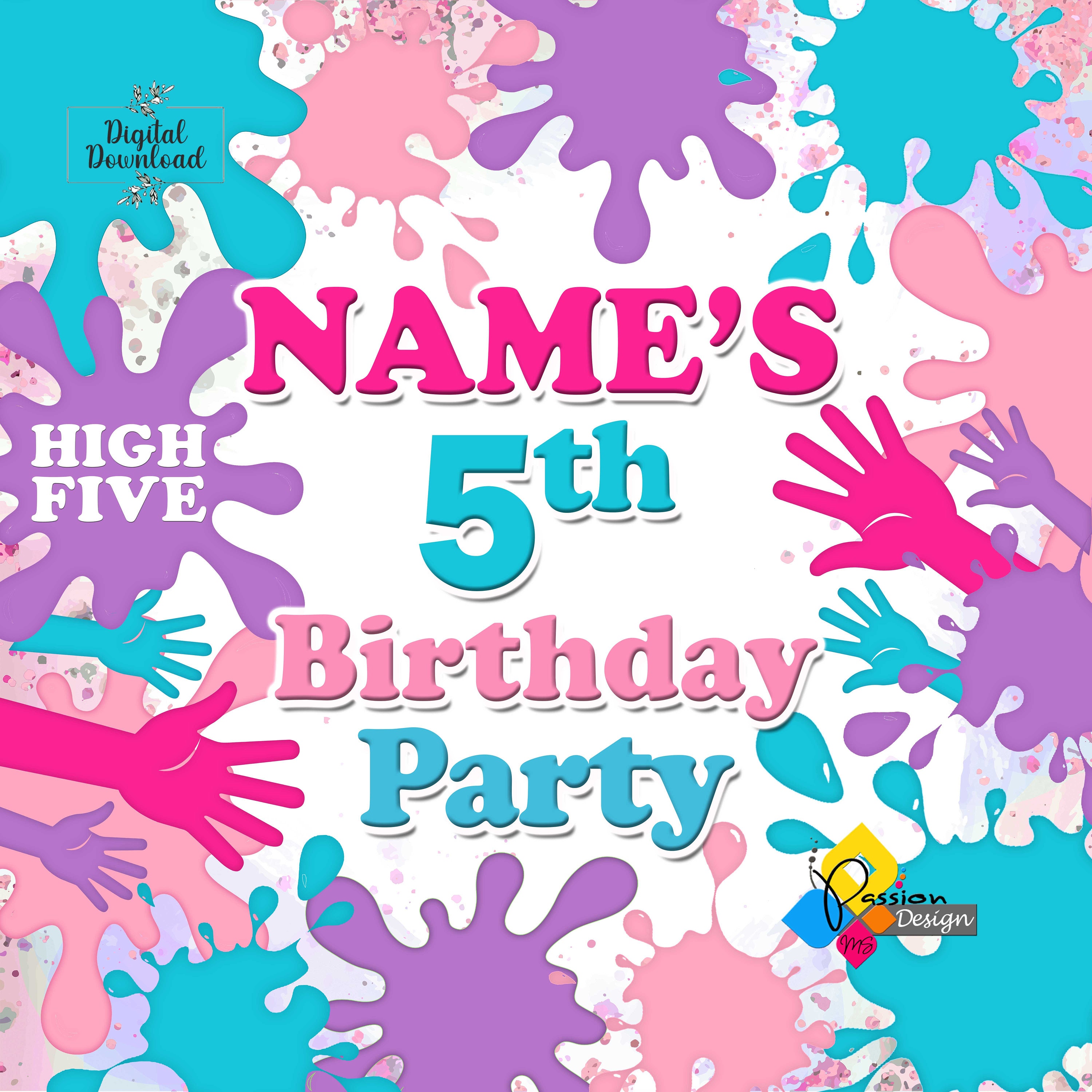 Printable Art Party Backdrop. High 5 Painting Birthday Party Decor ...