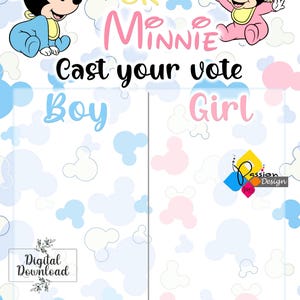 Printable MICKEY or MINNIE Mouse Gender Reveal VOTING Board. Custom ...