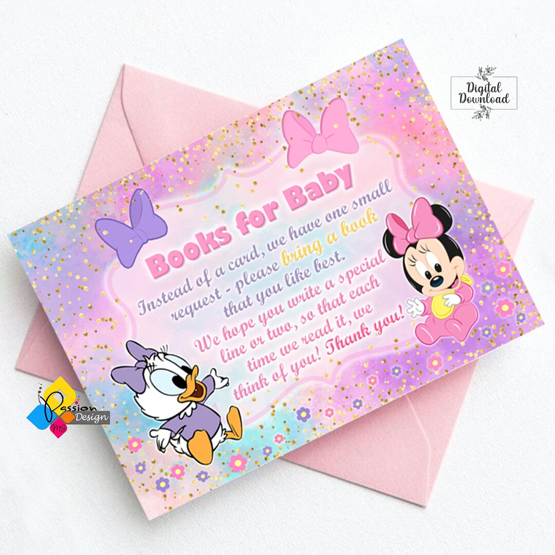 Printable Baby MINNIE Mouse and Baby DAISY Duck Book Request Card ...