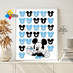 MICKEY Mouse Alphabet Poster. PRINTABLE Wall Art. Mickey Mouse Baby ...