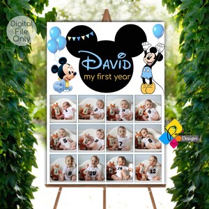 Printable MICKEY MOUSE Baby's First Year Photo Poster. Mickey Mouse 1st ...
