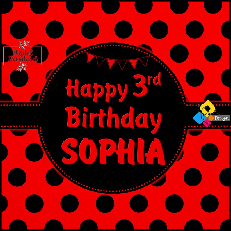 Printable LADYBUG Birthday Backdrop. Digital Ladybug Background ...