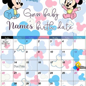 Printable Baby MICKEY & MINNIE MOUSE Due Date Poster. Mickey Mouse Baby ...