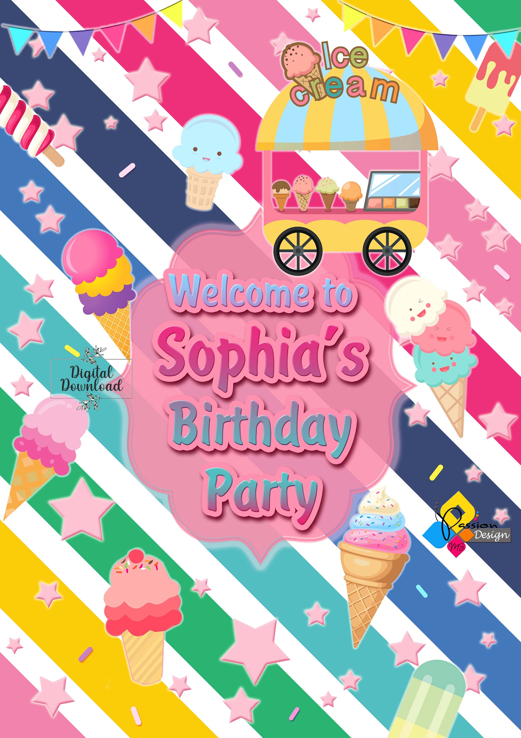 Printable ICE CREAM Welcome Board. Ice Cream Theme Birthday - Etsy UK
