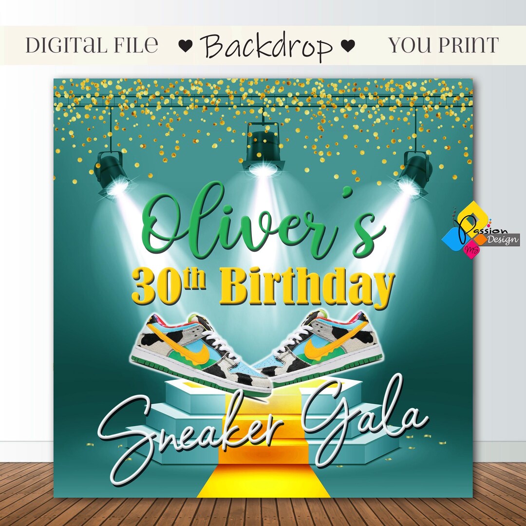 Printable SNEAKER Gala Birthday Backdrop. Digital Sneaker Party Decor ...