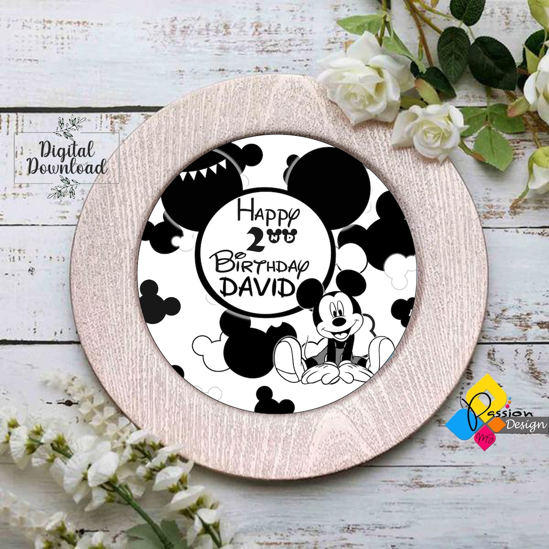 Printable MICKEY MOUSE Charger Monochrome Plate Insert. Custom Mickey ...