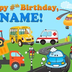 Printable TRANSPORTATION Backdrop. Boy Birthday Vehicle Party Decor. 4 ...