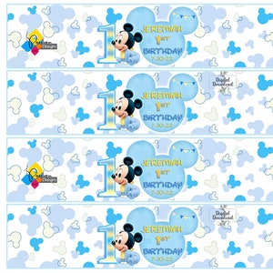 Printable MICKEY MOUSE Party Kit. Personalized Birthday Labels: Favor ...