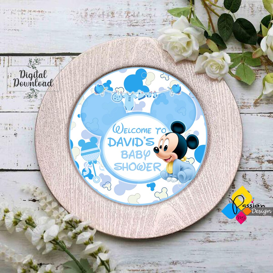 Printable Baby MICKEY MOUSE Charger Plate Insert. Personalized Mickey ...