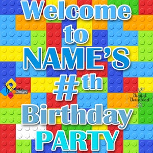 Printable BUILDING BLOCKS Birthday Welcome Board. Building Blocks ...