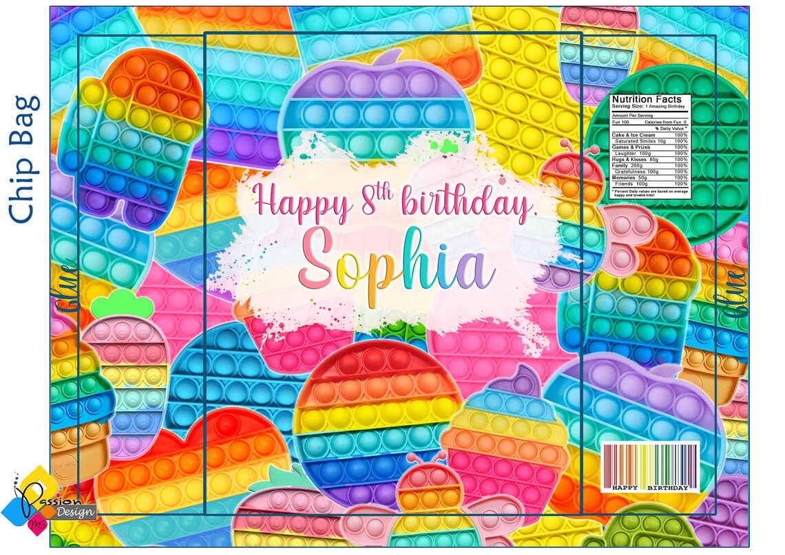 Printable POP IT Fidget Birthday Party Kit. DIY Chip Bag | Etsy