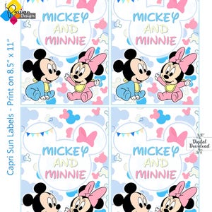 Printable MICKEY and MINNIE Mouse Baby Shower Party Kit. Labels: Favor ...