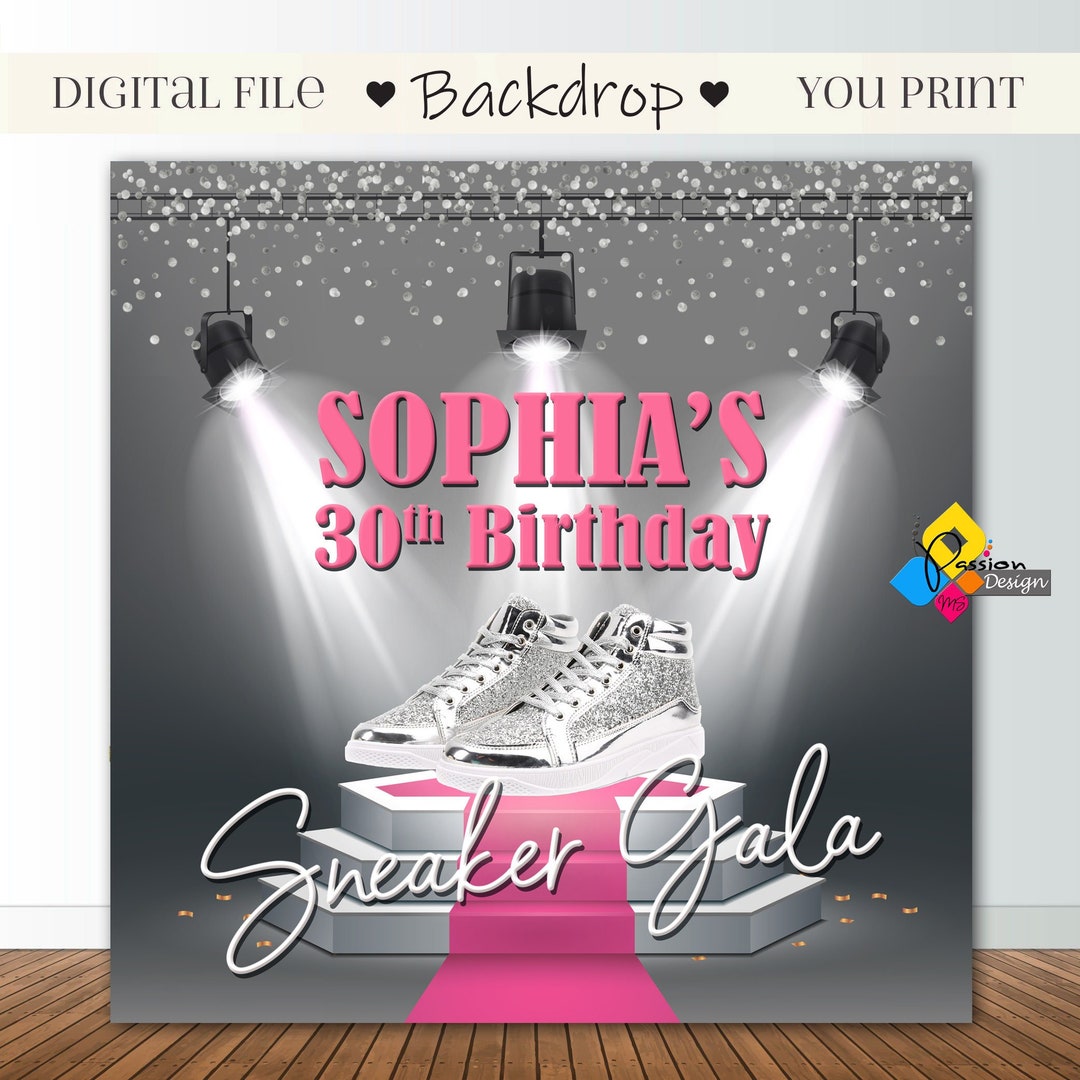 Printable SNEAKER Gala Birthday Backdrop. Digital Sneaker Party Decor ...