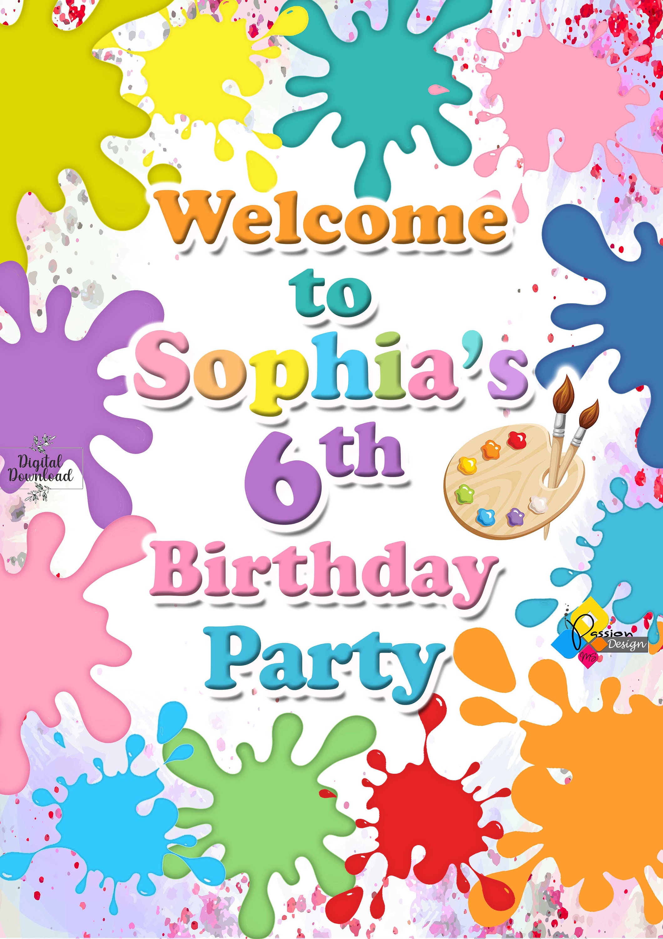 Printable Art Party Welcome Board. Painting Birthday Party Decor ...