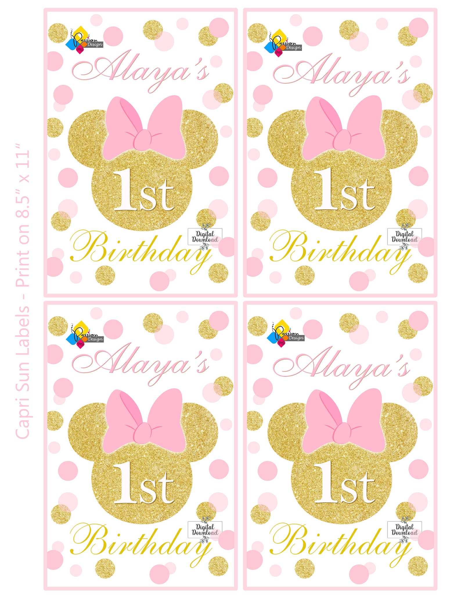 Printable MINNIE MOUSE Party Kit. Personalized Birthday - Etsy
