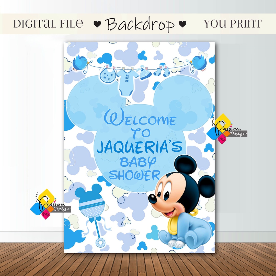 Printable MICKEY MOUSE Baby Shower Backdrop. Custom Mickey Mouse Baby ...