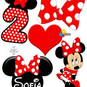 Printable MINNIE MOUSE Red Birthday Cake Toppers. Party Centerpieces ...
