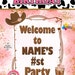 Printable COWGIRL Pink Welcome Board. Cowgirl Birthday Party Decoration ...