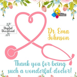 Printable Doctor Name Floral Art Poster. Custom Medical Poster. Medical ...