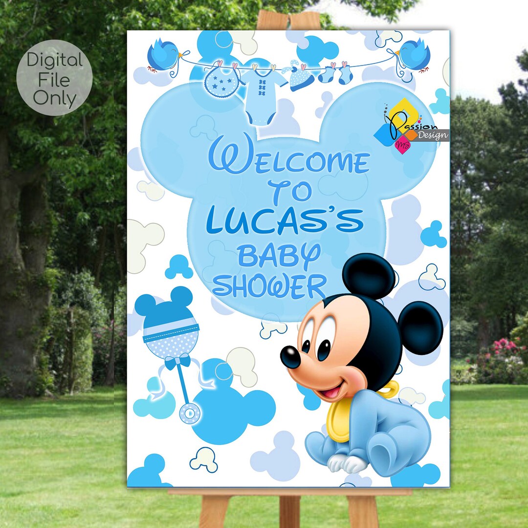 Printable MICKEY MOUSE Baby Shower Welcome Board. Custom Mickey Mouse ...
