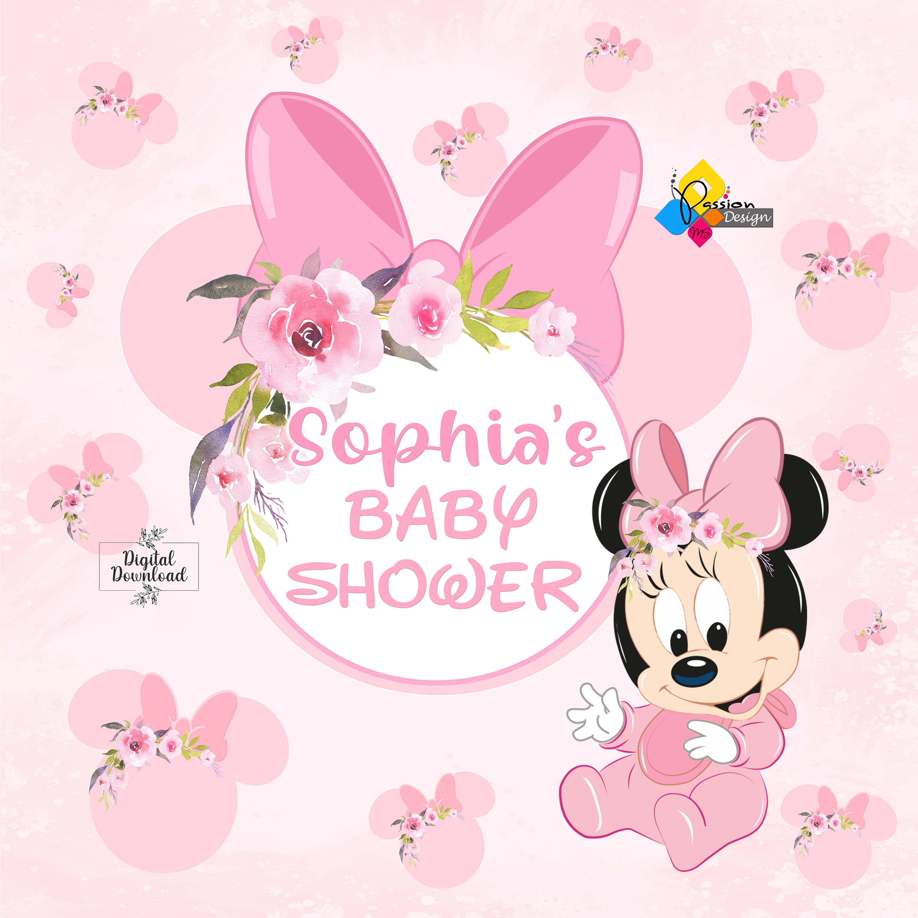 Printable Baby MINNIE MOUSE Baby Shower Backdrop. Custom Minnie Mouse ...