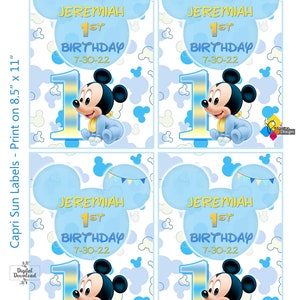 Printable MICKEY MOUSE Party Kit. Personalized Birthday Labels: Favor ...