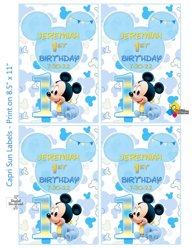 Printable MICKEY MOUSE Party Kit. Personalized Birthday - Etsy