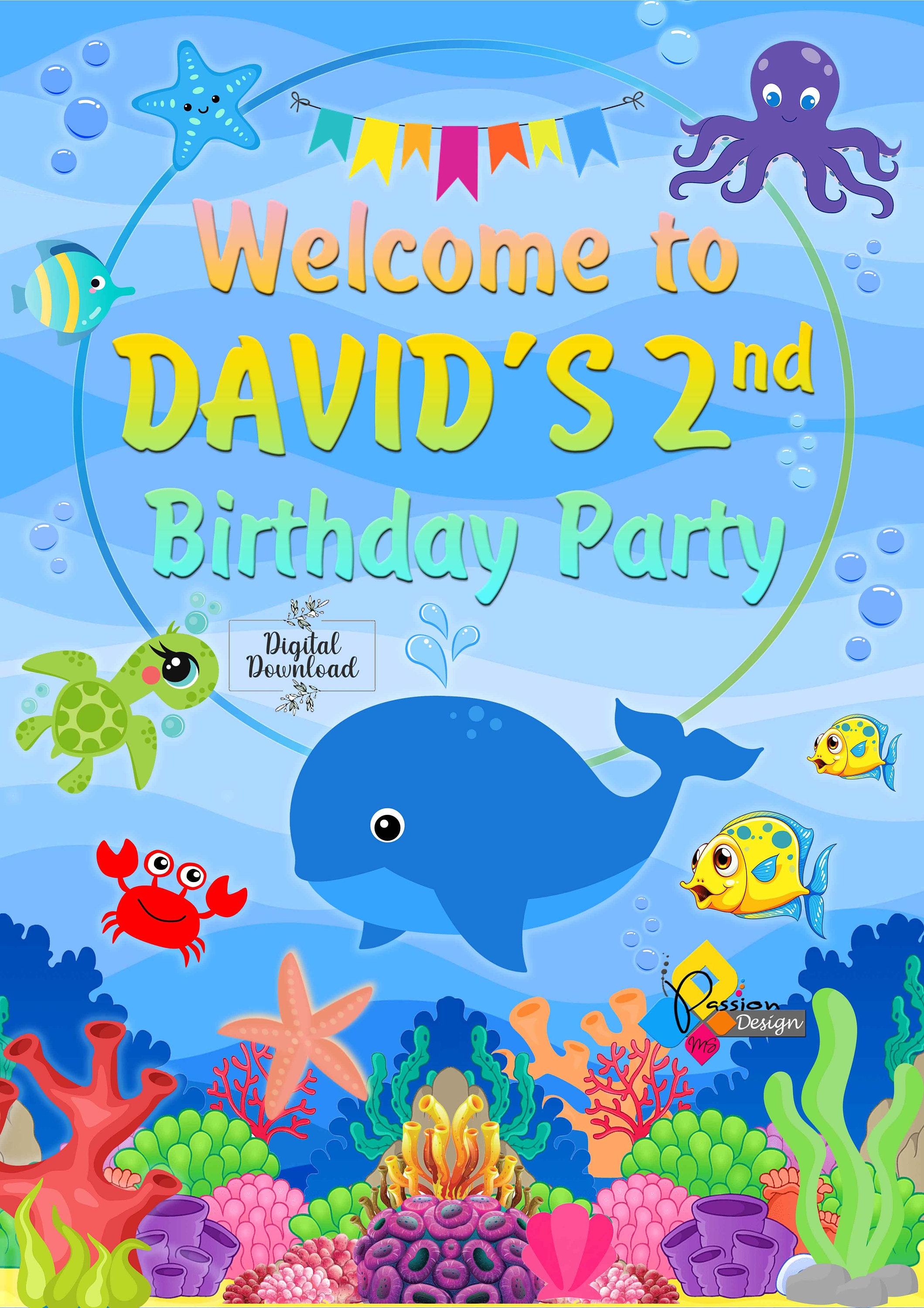 Printable UNDER THE SEA Birthday Welcome Board. Custom Under - Etsy