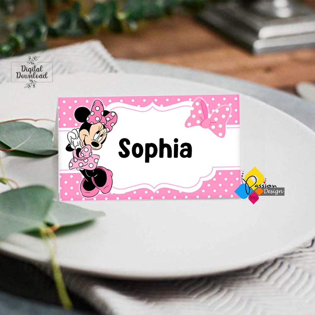 Printable Minnie Mouse Birthday Party Place Card Tent. Editable Minnie ...