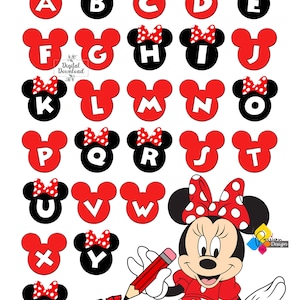 MINNIE Mouse Alphabet Poster. PRINTABLE Wall Art. Minnie Mouse ABC ...