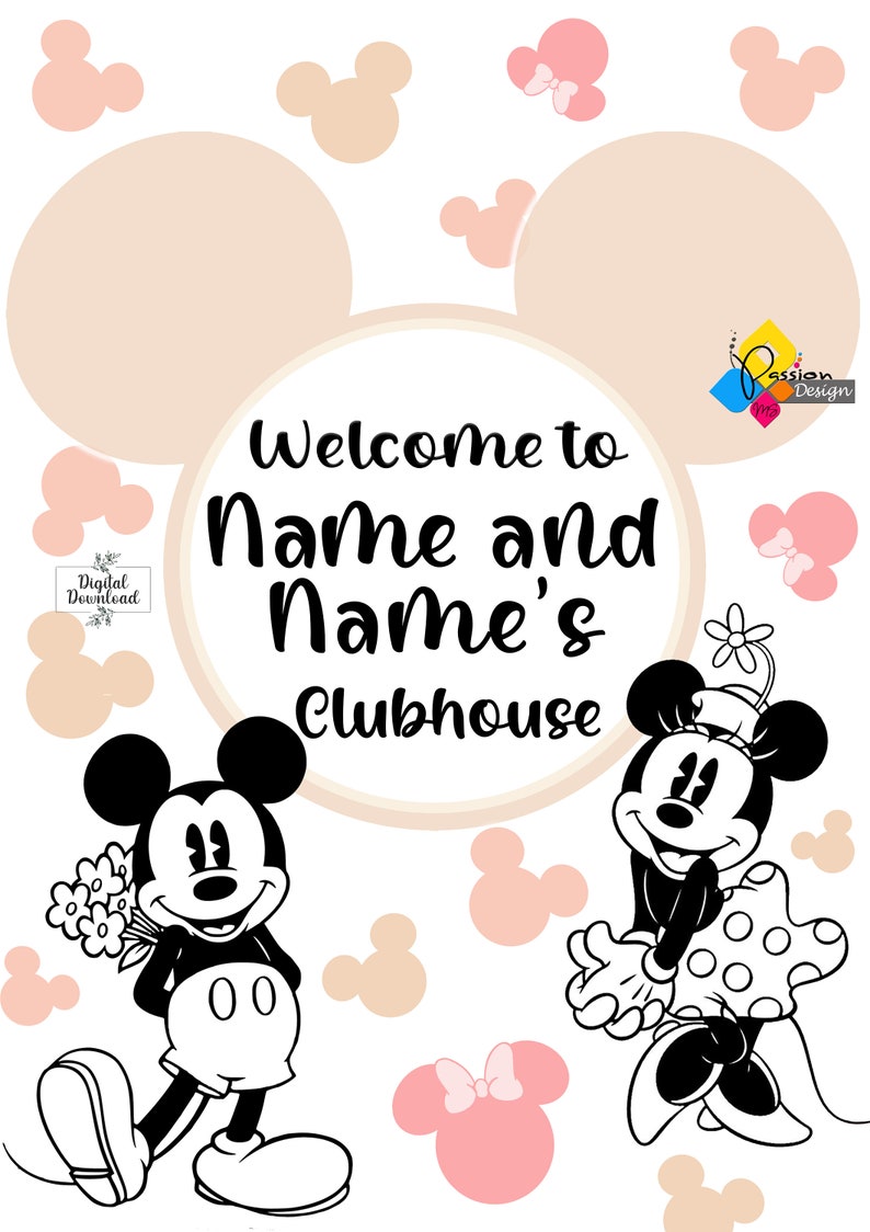 Printable MICKEY and MINNIE Mouse Vintage Birthday Welcome - Etsy