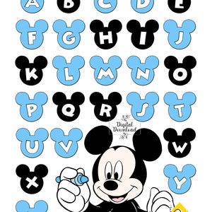 MICKEY Mouse Alphabet Poster. PRINTABLE Wall Art. Mickey Mouse Baby ...