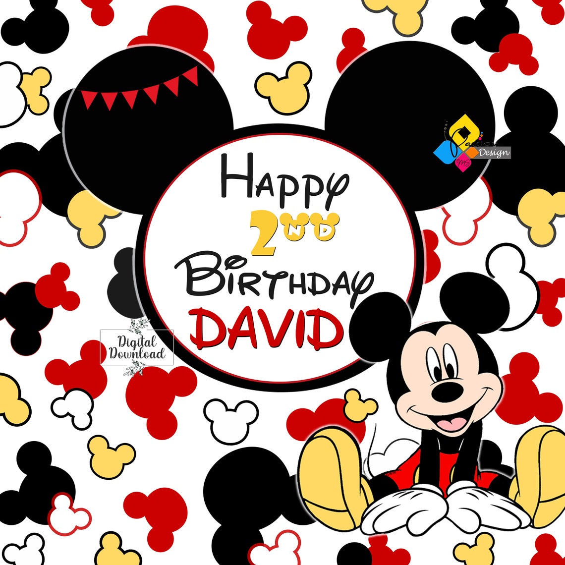 Printable MICKEY MOUSE Birthday Backdrop. CUSTOM Mickey Mouse - Etsy