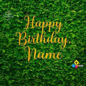 Printable GREEN LEAVES Backdrop. Birthday Party Decor. Custom Greenery ...