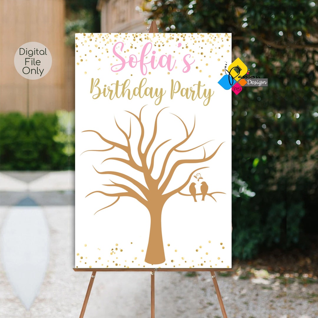 Printable Birthday Fingerprint Tree Board. Personalized Fingerprint ...